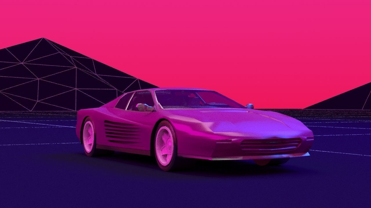 looks like a ferrari retro wave lowpoly 3D model | CGTrader