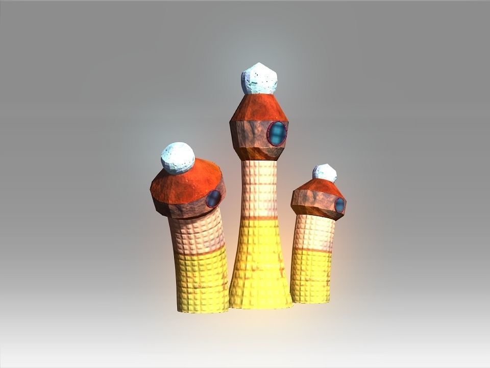 3D model Funny 3 Cyclops Towers VR / AR / low-poly | CGTrader