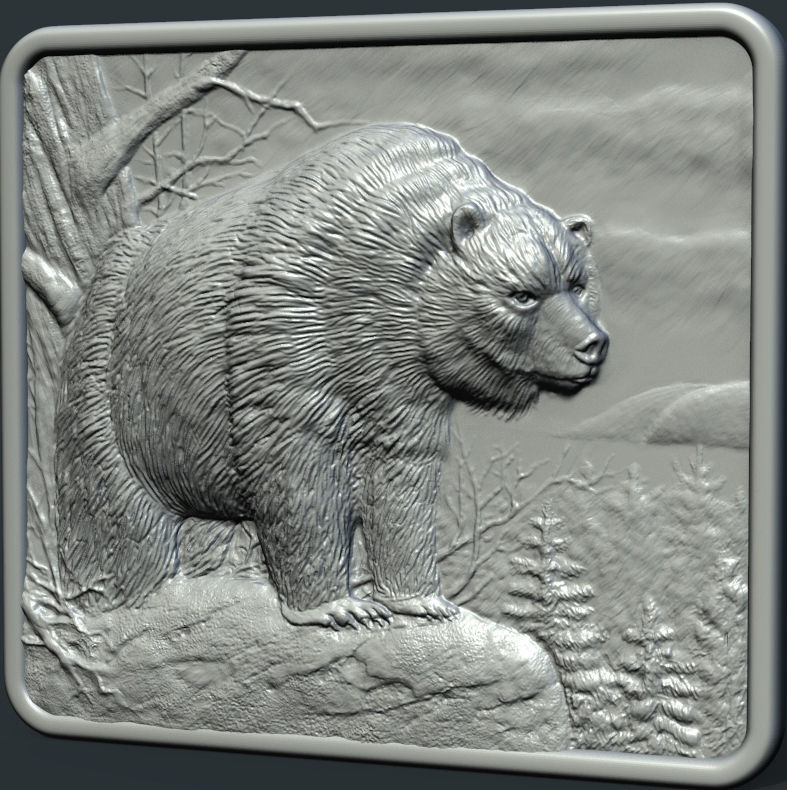 Bear bas-relief 3D model 3D printable | CGTrader