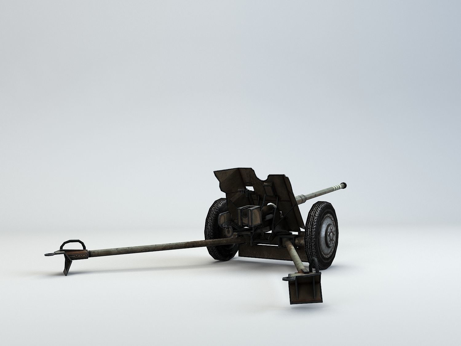 3D model Low Poly 45 mm anti-tank gun M-42 VR / AR / low-poly | CGTrader