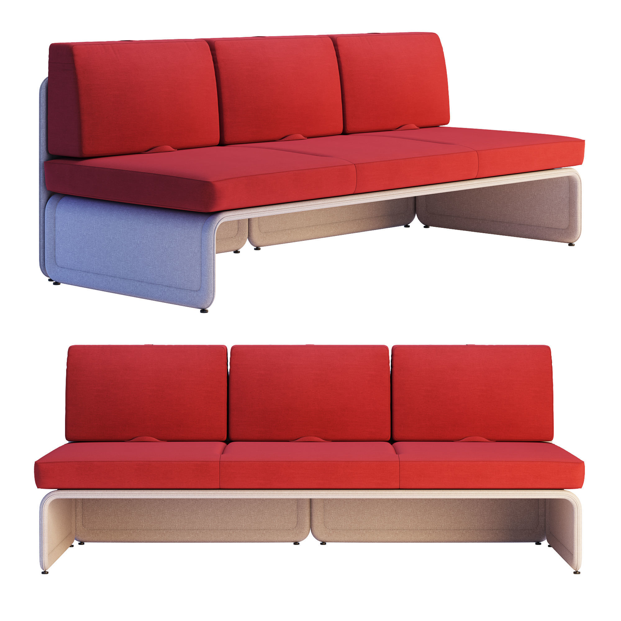 Coalesse - Lagunitas Lounge System Three Seater Sofa 3D model | CGTrader