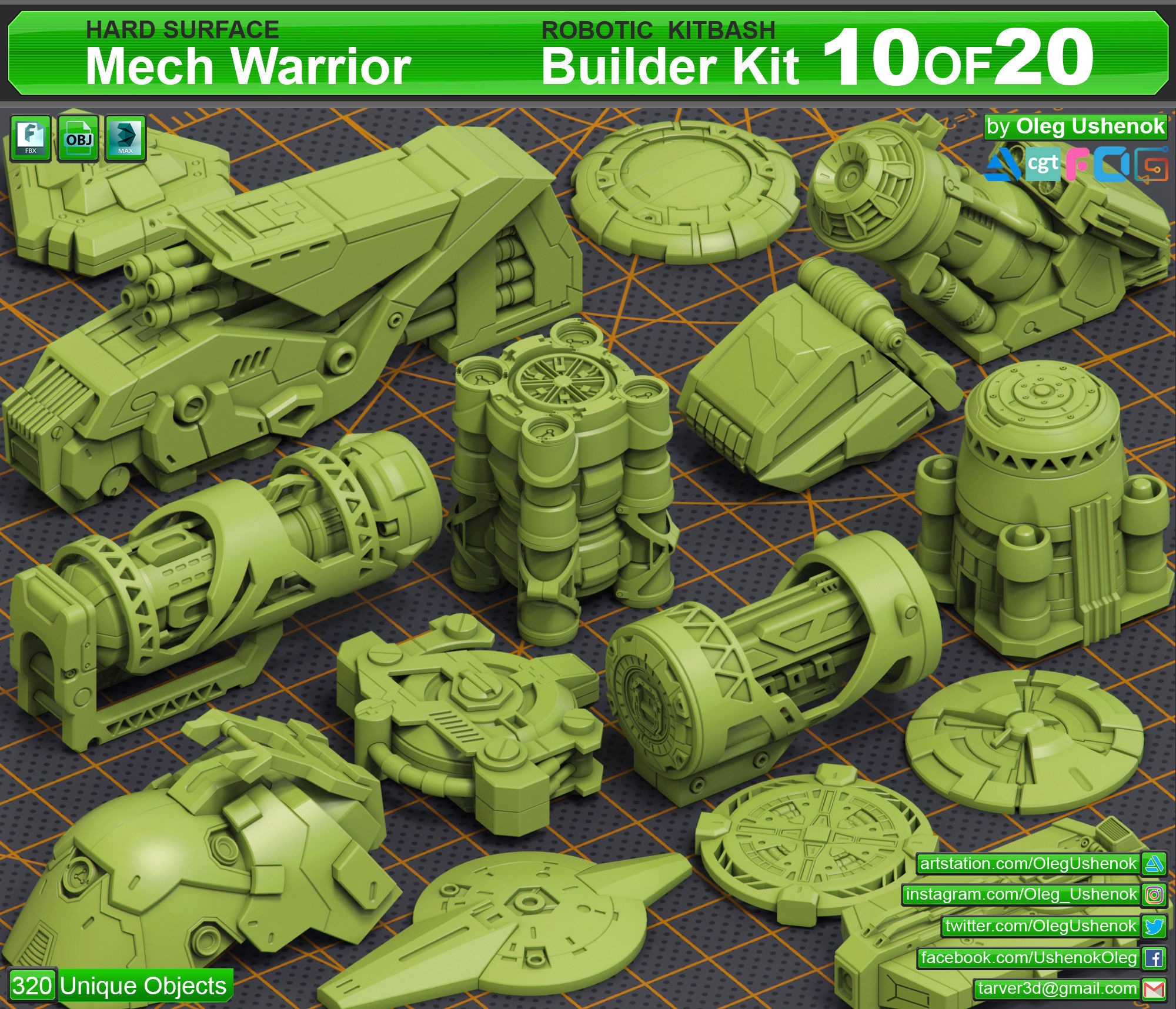 Mega Pack Hard Surface Kitbash 320 DETAILS 3D model | CGTrader