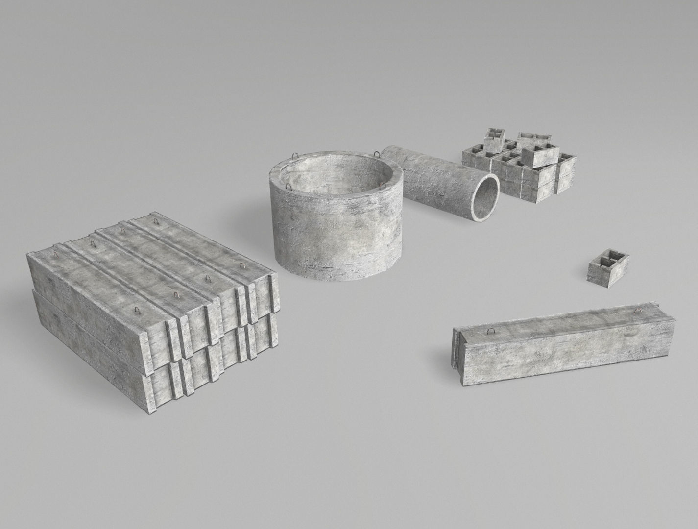 3d Model Concrete Props Vr Ar Low Poly Cgtrader