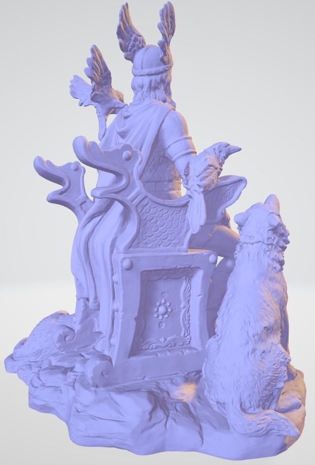 Odin Sitting With Wolves And Crows 3D model 3D printable | CGTrader