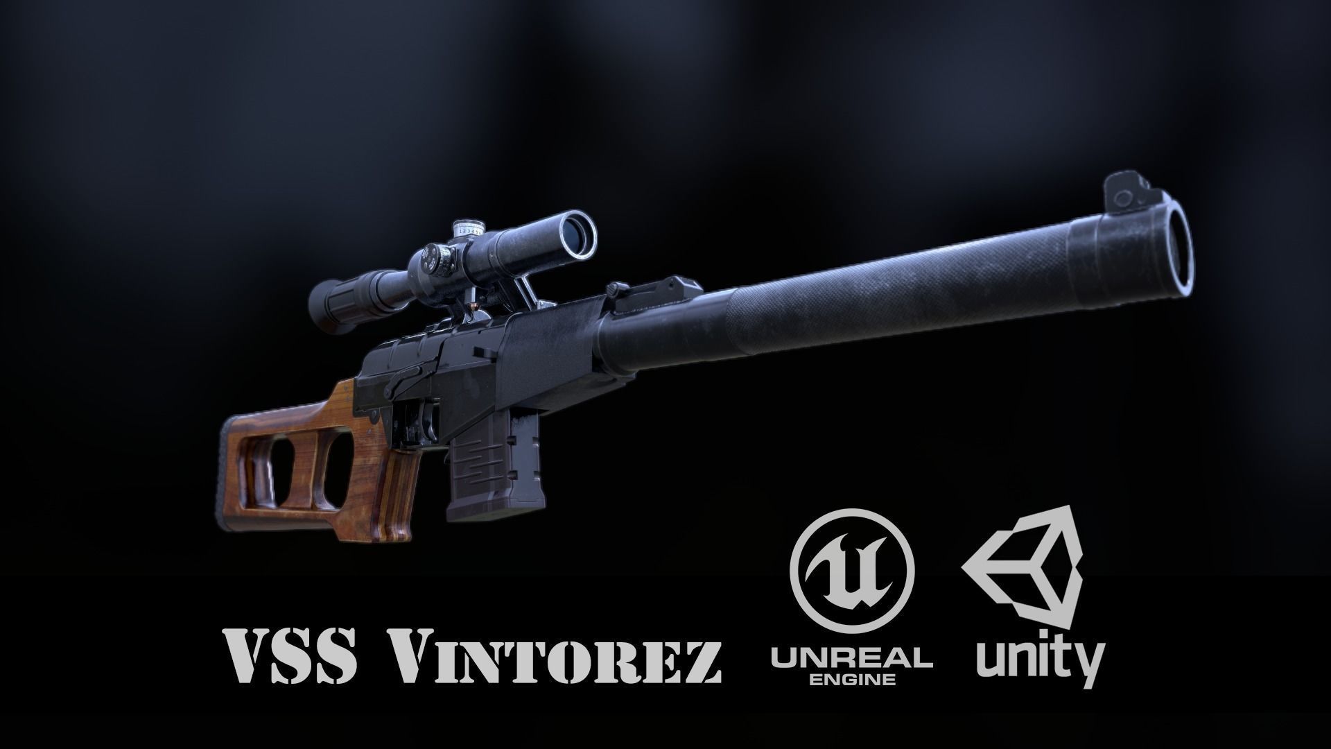3D model VR - AR VSS Vintorez sniper rifle PBR VR / AR / low-poly ...
