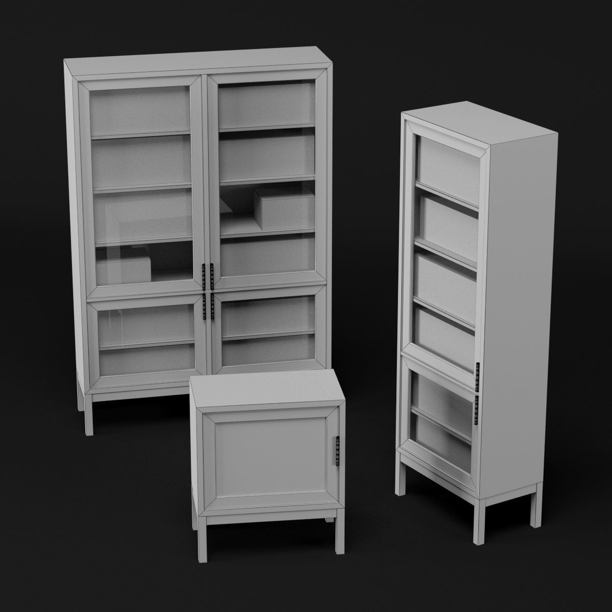 Bookcase set cabinet 3D model | CGTrader