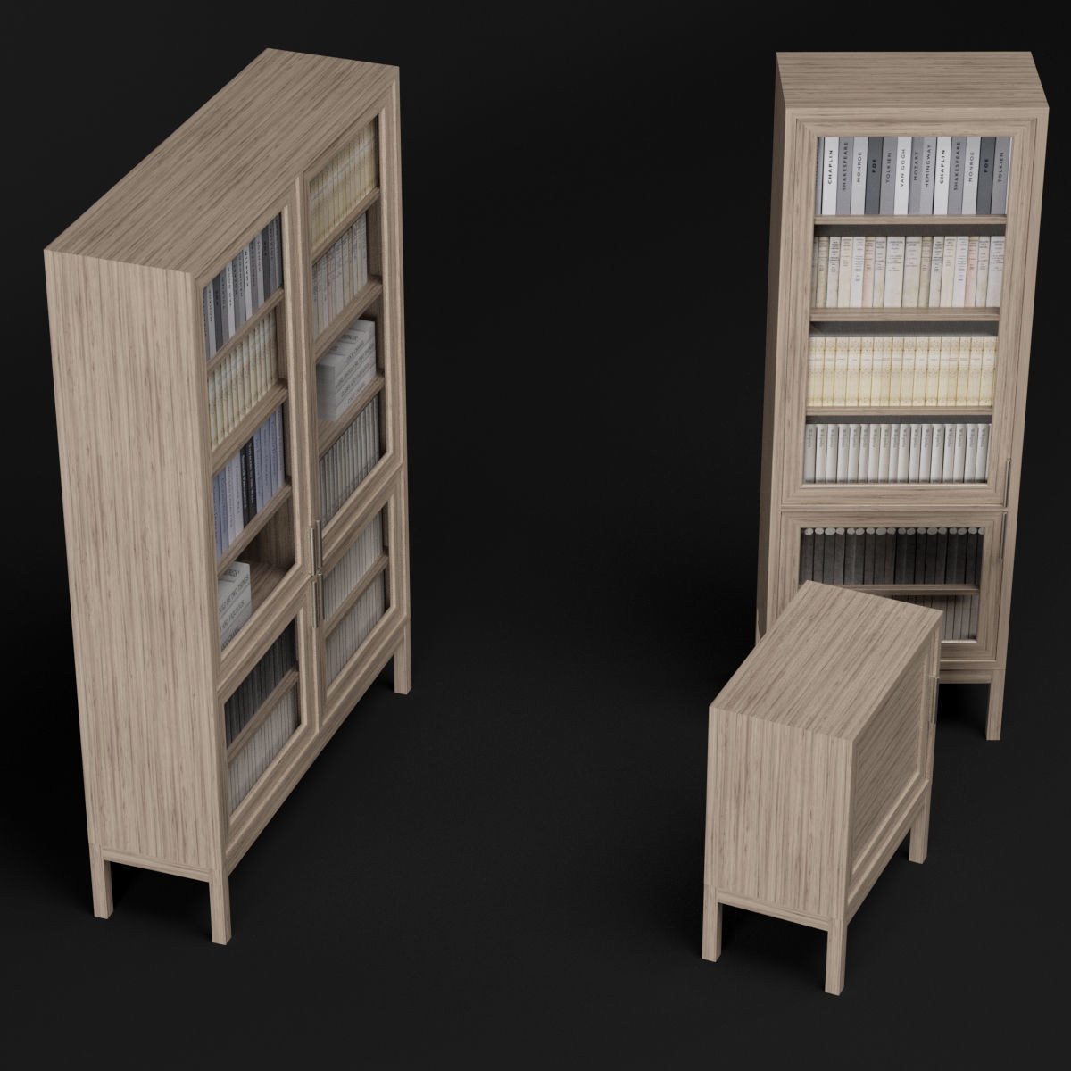 Bookcase set cabinet 3D model | CGTrader