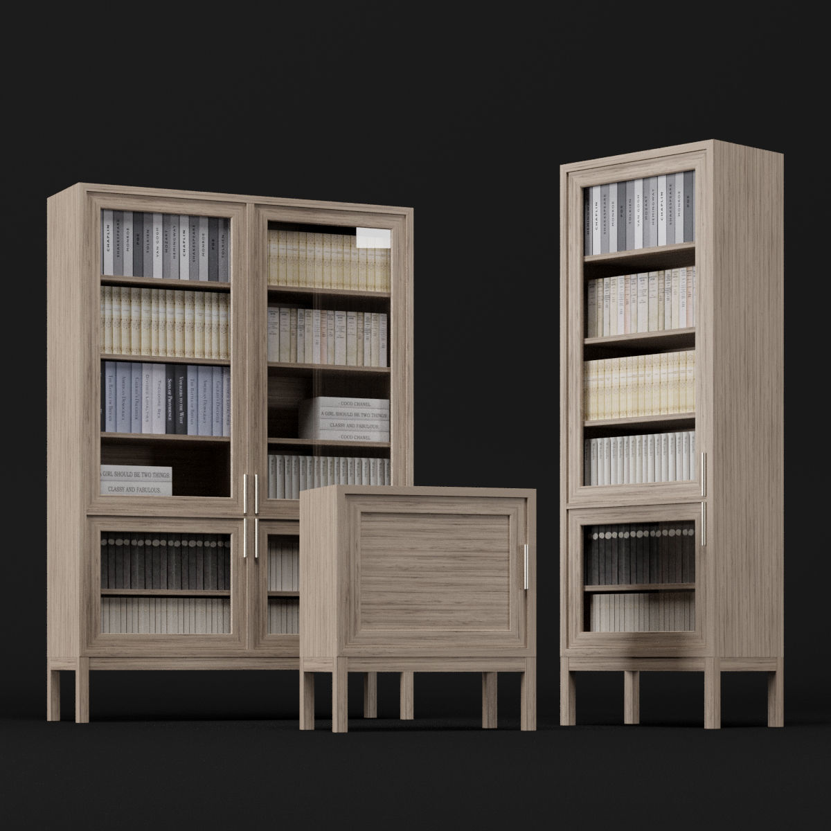 Bookcase set cabinet 3D model | CGTrader