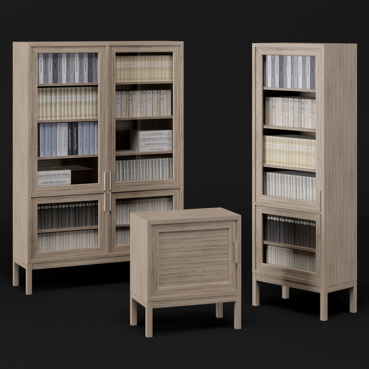 Bookcase set cabinet 3D model | CGTrader