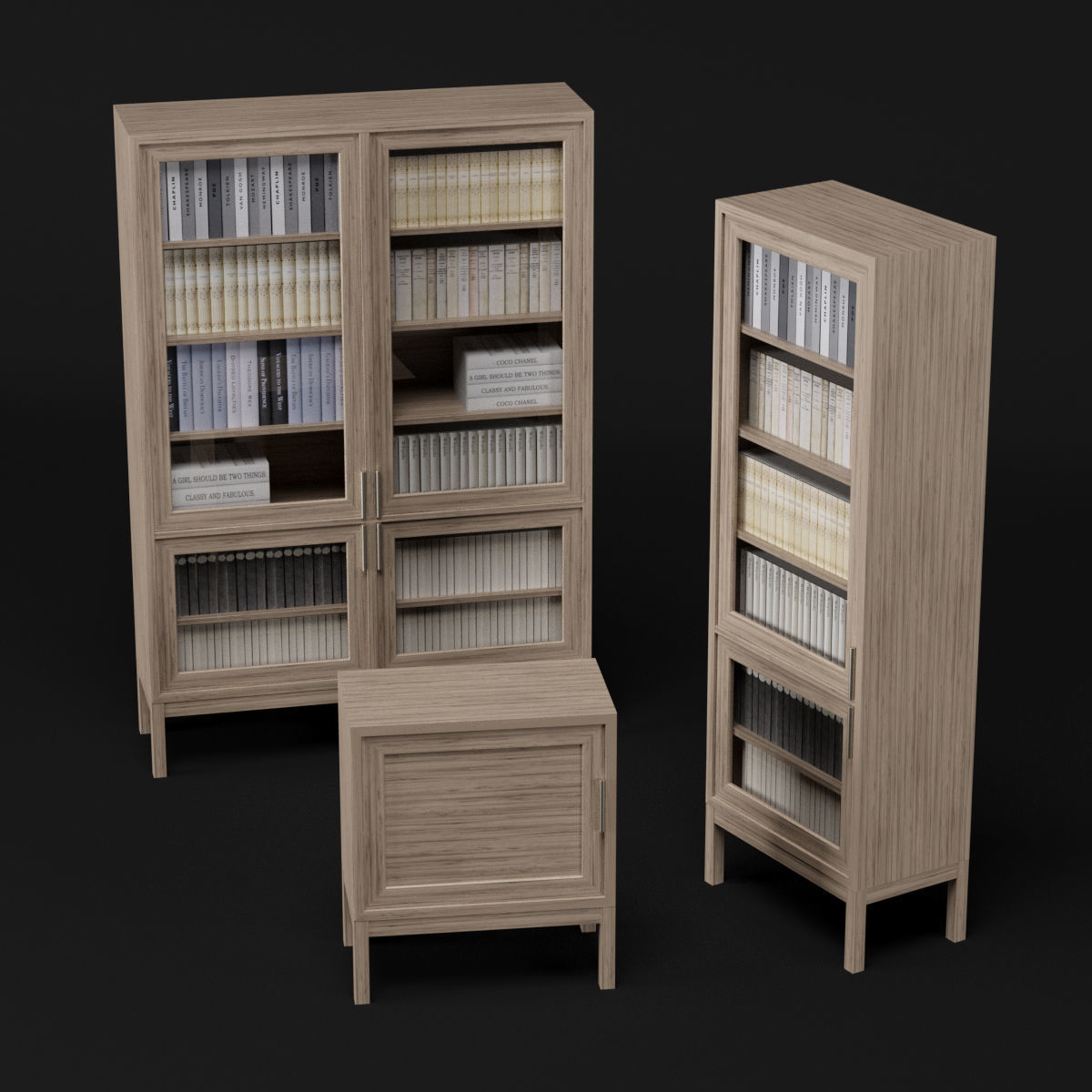 Bookcase set cabinet 3D model | CGTrader