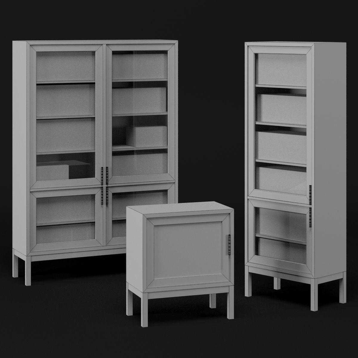 Bookcase set cabinet 3D model | CGTrader