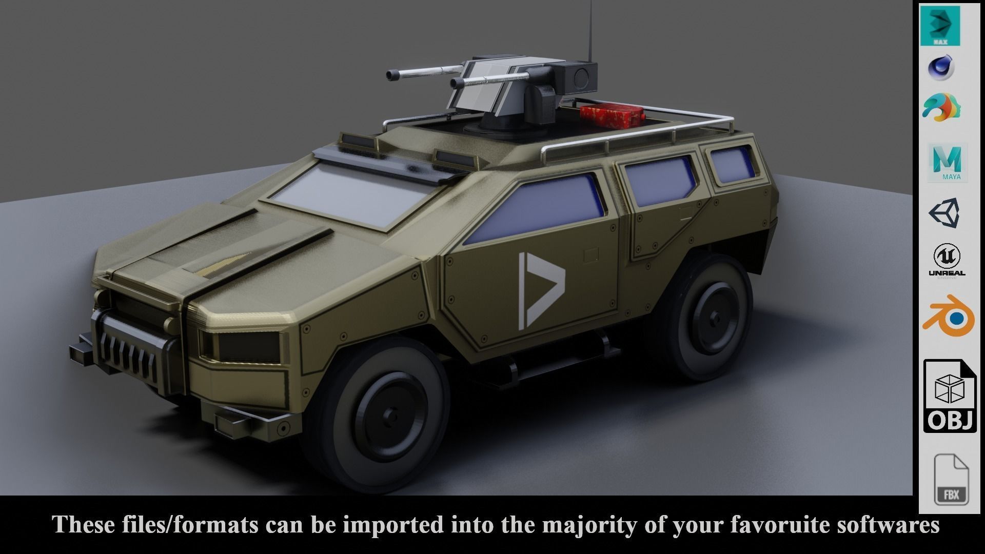 3D asset Sci Fi Military Vehicle - Game Ready -Low poly