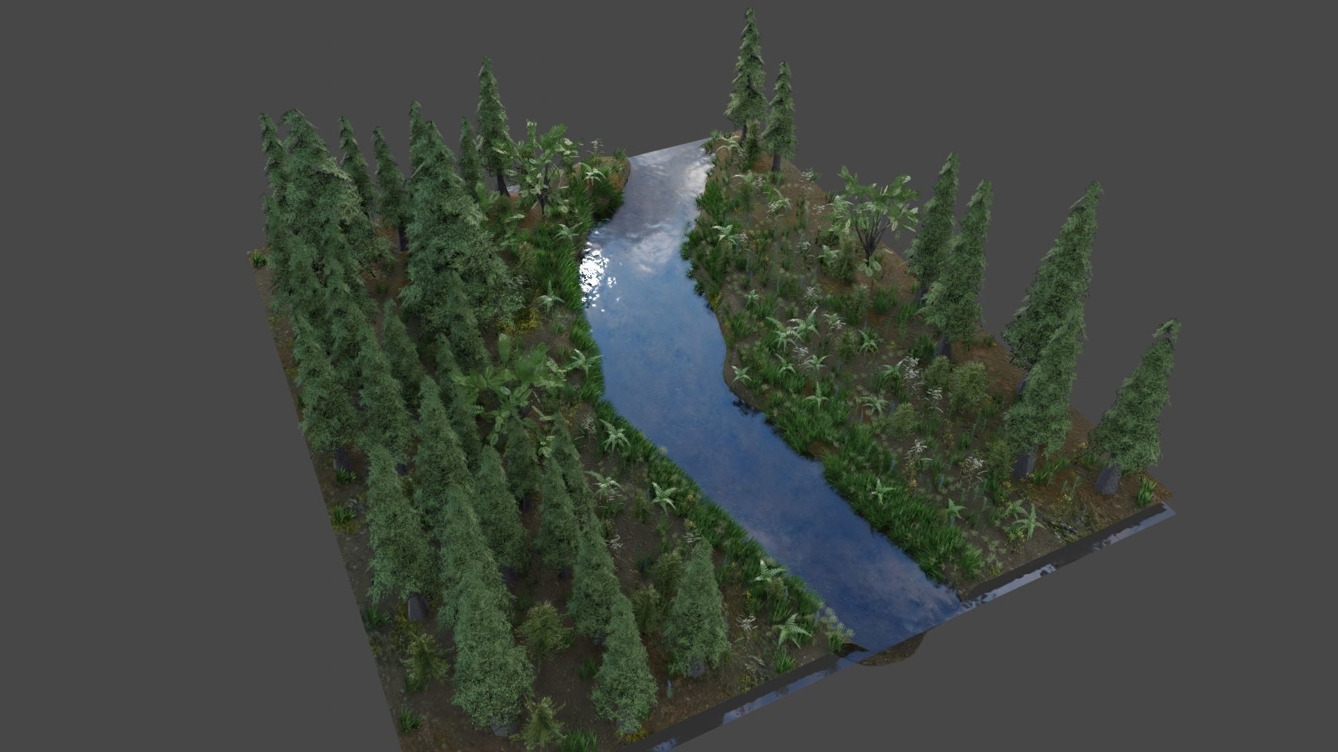 Scene river in forest 3D model | CGTrader