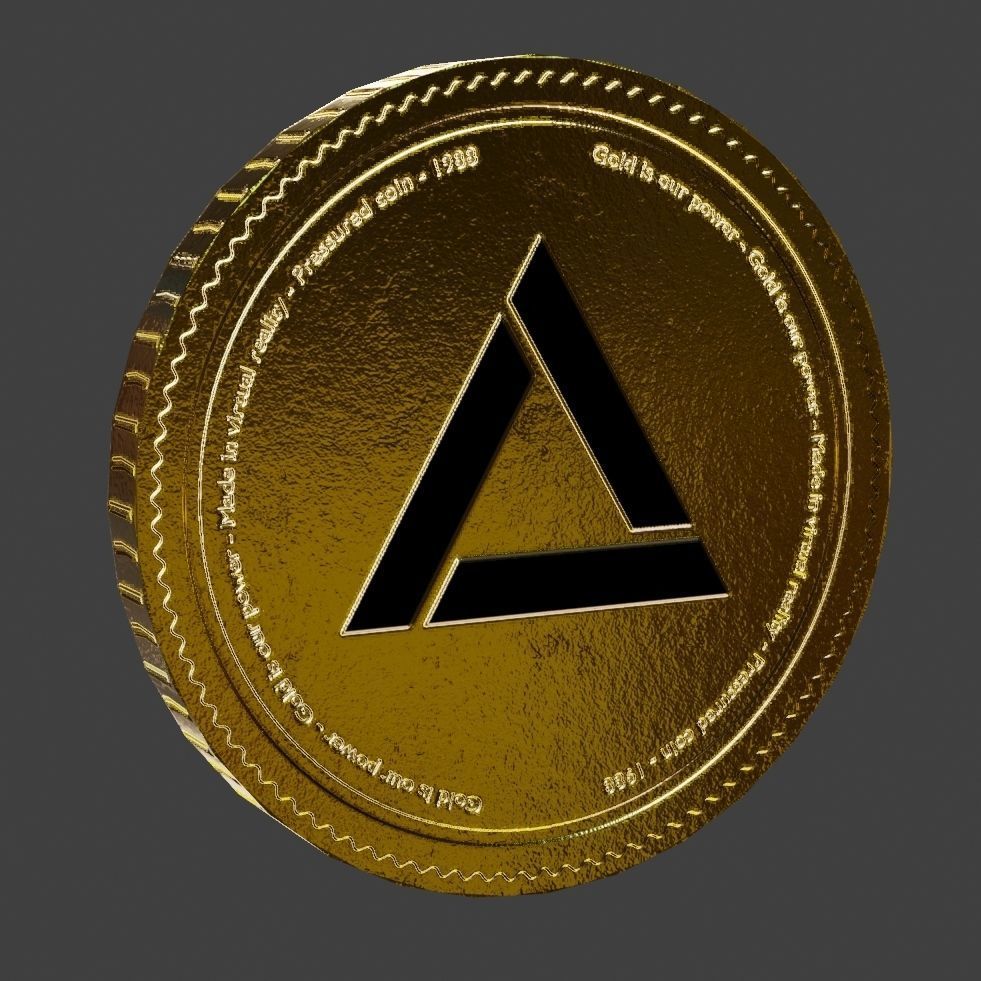 3D model Crypto Gold coin PBR game-ready asset ultra low-poly Triangles ...