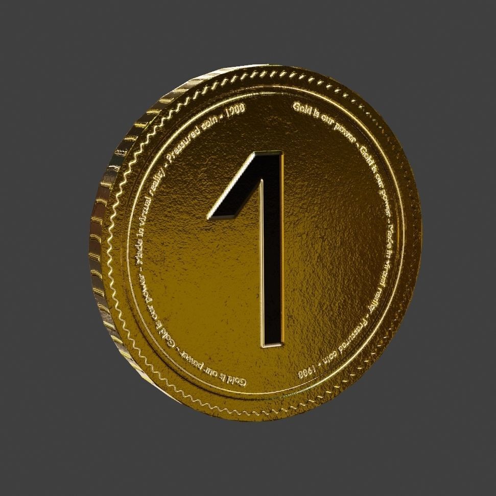 3D model Crypto Gold coin PBR game-ready asset ultra low-poly 1 VR / AR ...