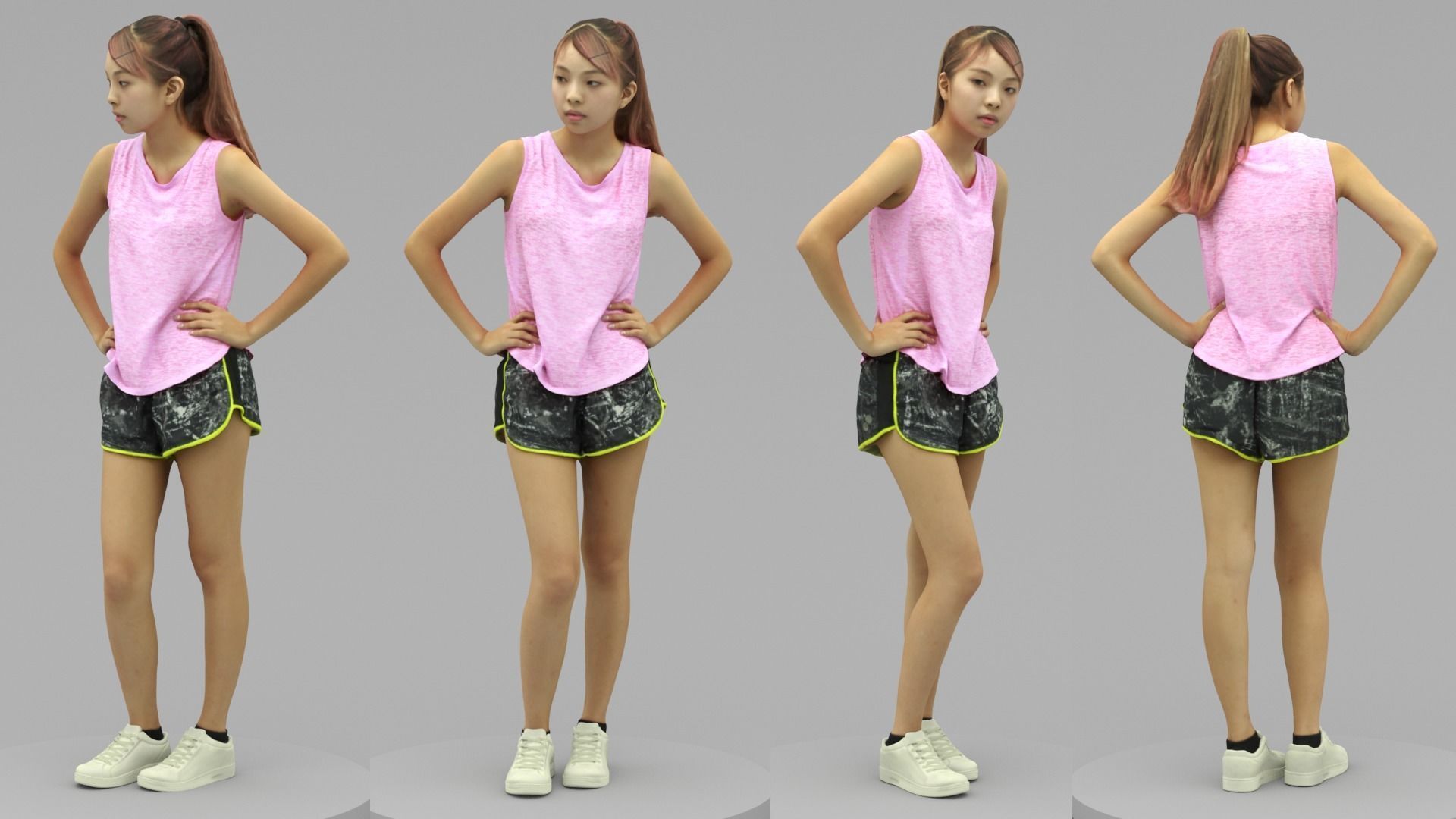 A Cool Young Woman Posing In Akimbo Posture 3D model | CGTrader
