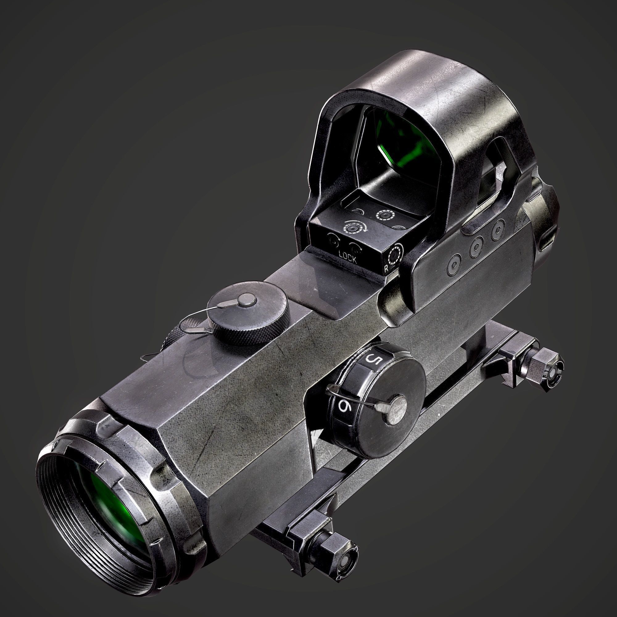 3D model 4x24mm Scope Sight Game Ready FPS AAA Asset VR / AR / low-poly ...