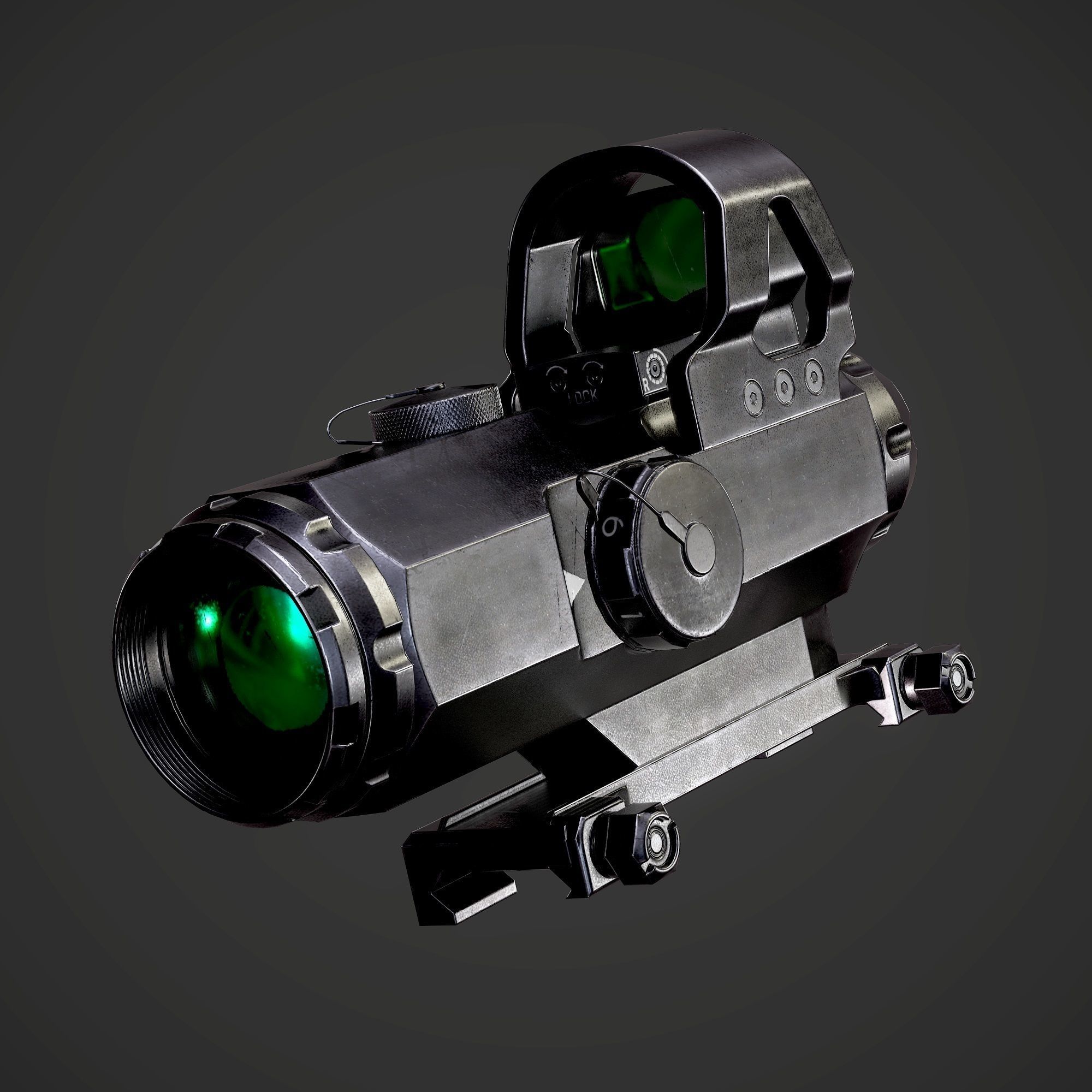 3D model 4x24mm Scope Sight Game Ready FPS AAA Asset VR / AR / low-poly ...