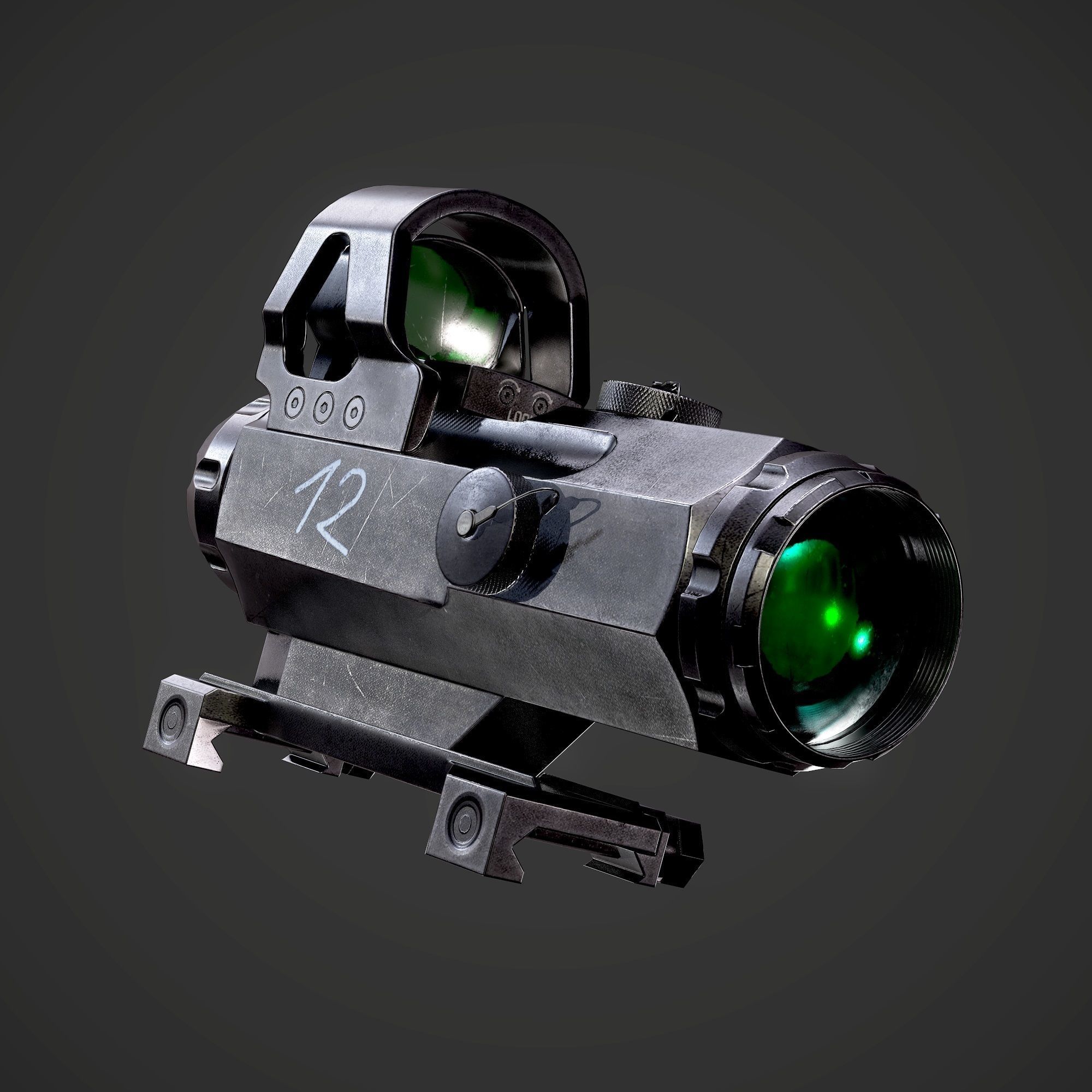 3D model 4x24mm Scope Sight Game Ready FPS AAA Asset VR / AR / low-poly ...