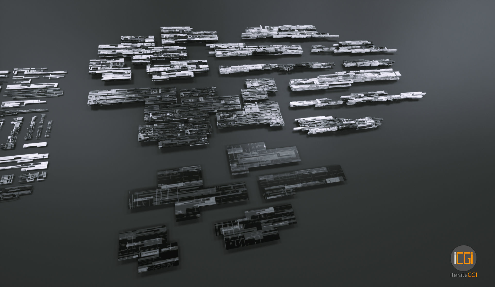 3D model Tech Greebles set 2 VR / AR / low-poly | CGTrader