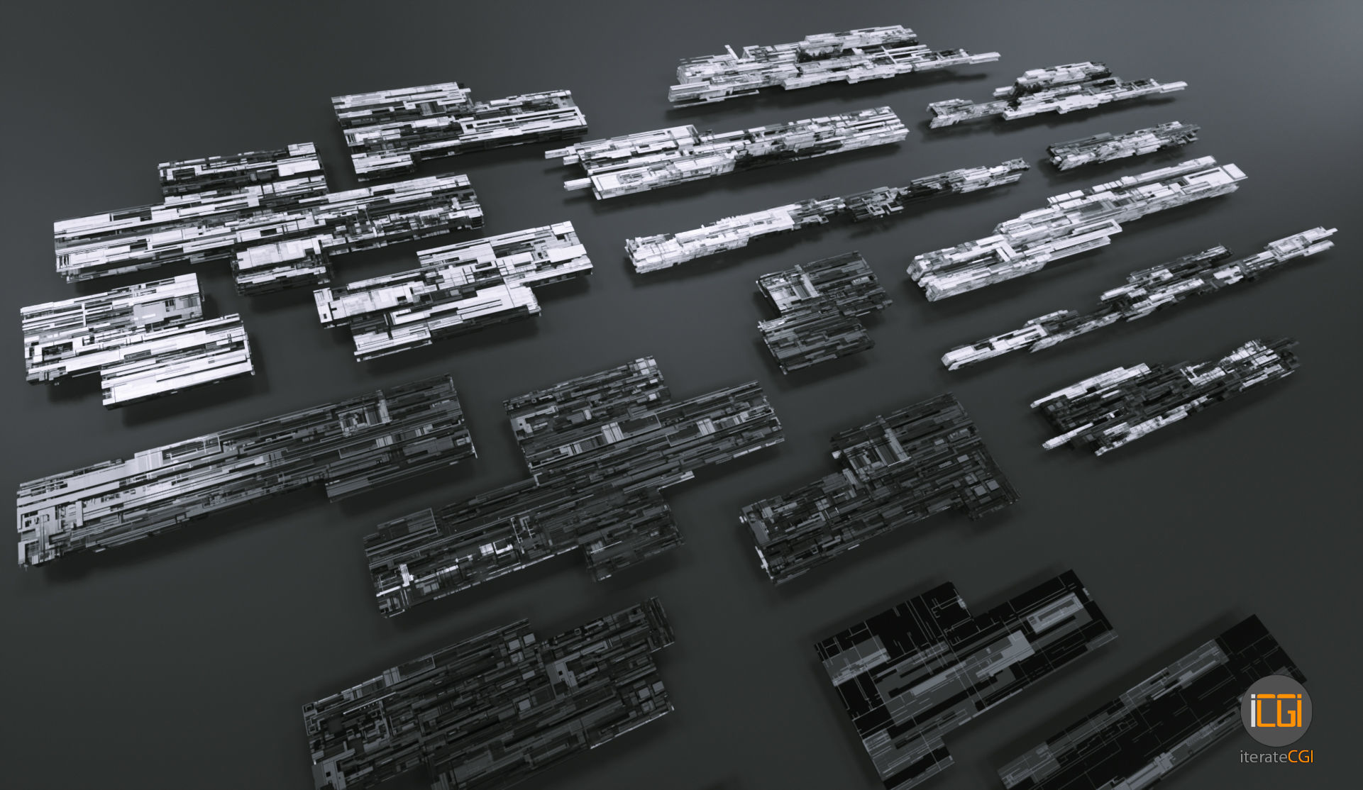 3D model Tech Greebles set 2 VR / AR / low-poly | CGTrader