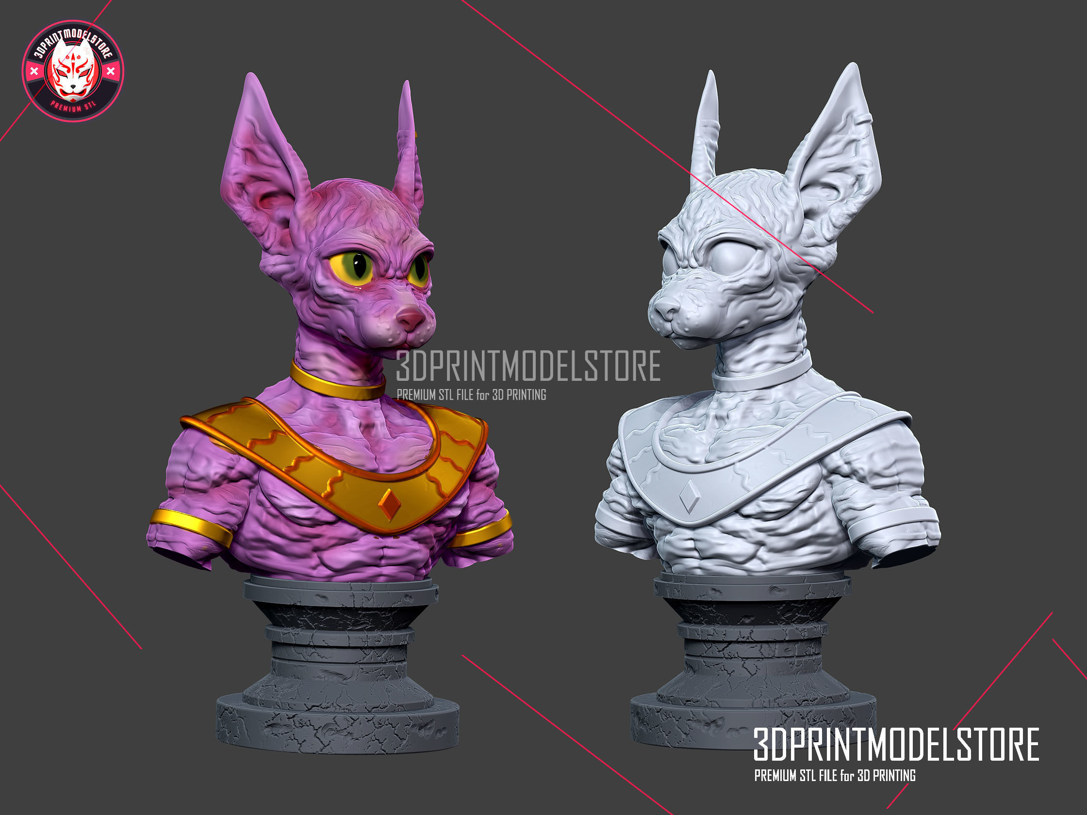 Sphynx Cat Beerus Dragon Ball Super Sculpture Miniature Bust 3D model ...