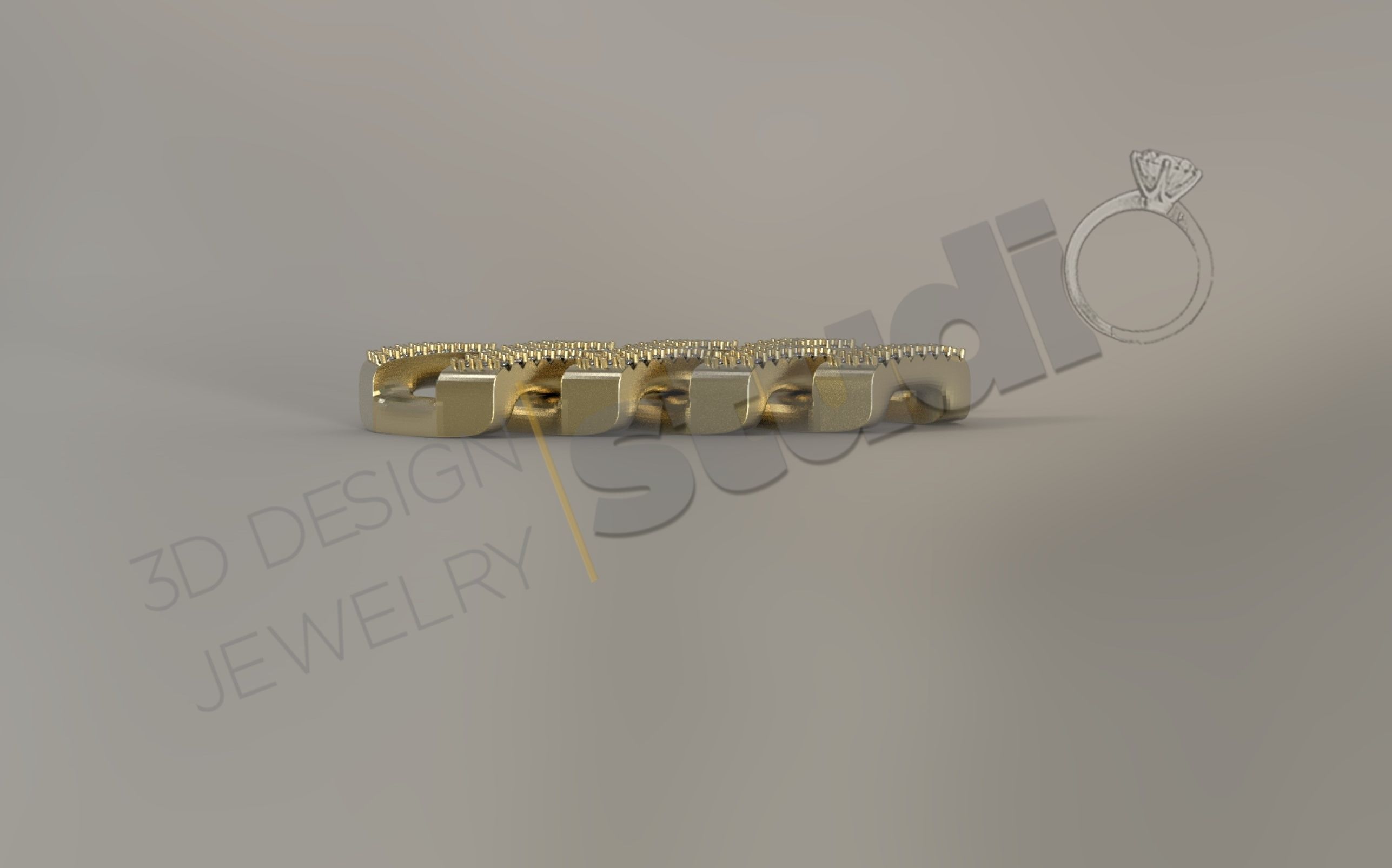 Cuban chain link design with gems 3d model 3D model 3D printable | CGTrader