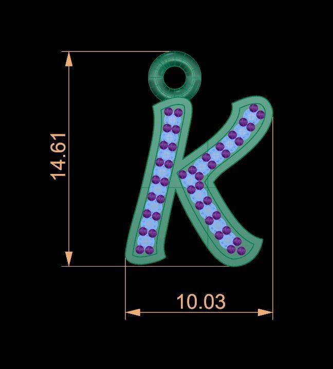 Alphabets Big K Letter Pendant 3D model 3D printable | CGTrader