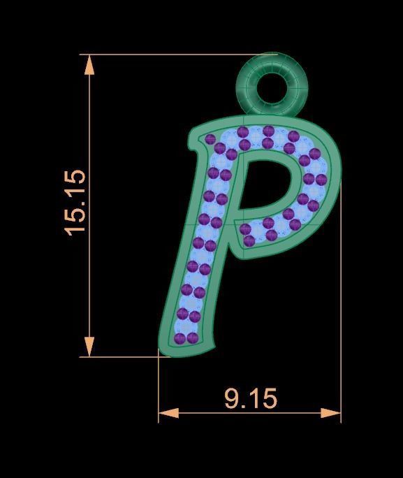 Alphabets Big P Letter Pendant 3D model 3D printable | CGTrader