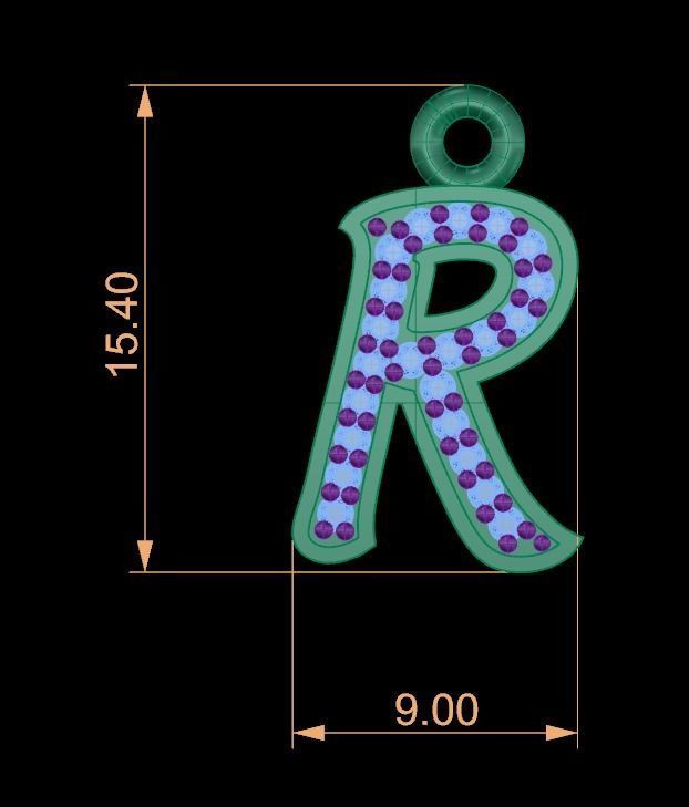 Alphabets Big R Letter Pendant 3D model 3D printable | CGTrader