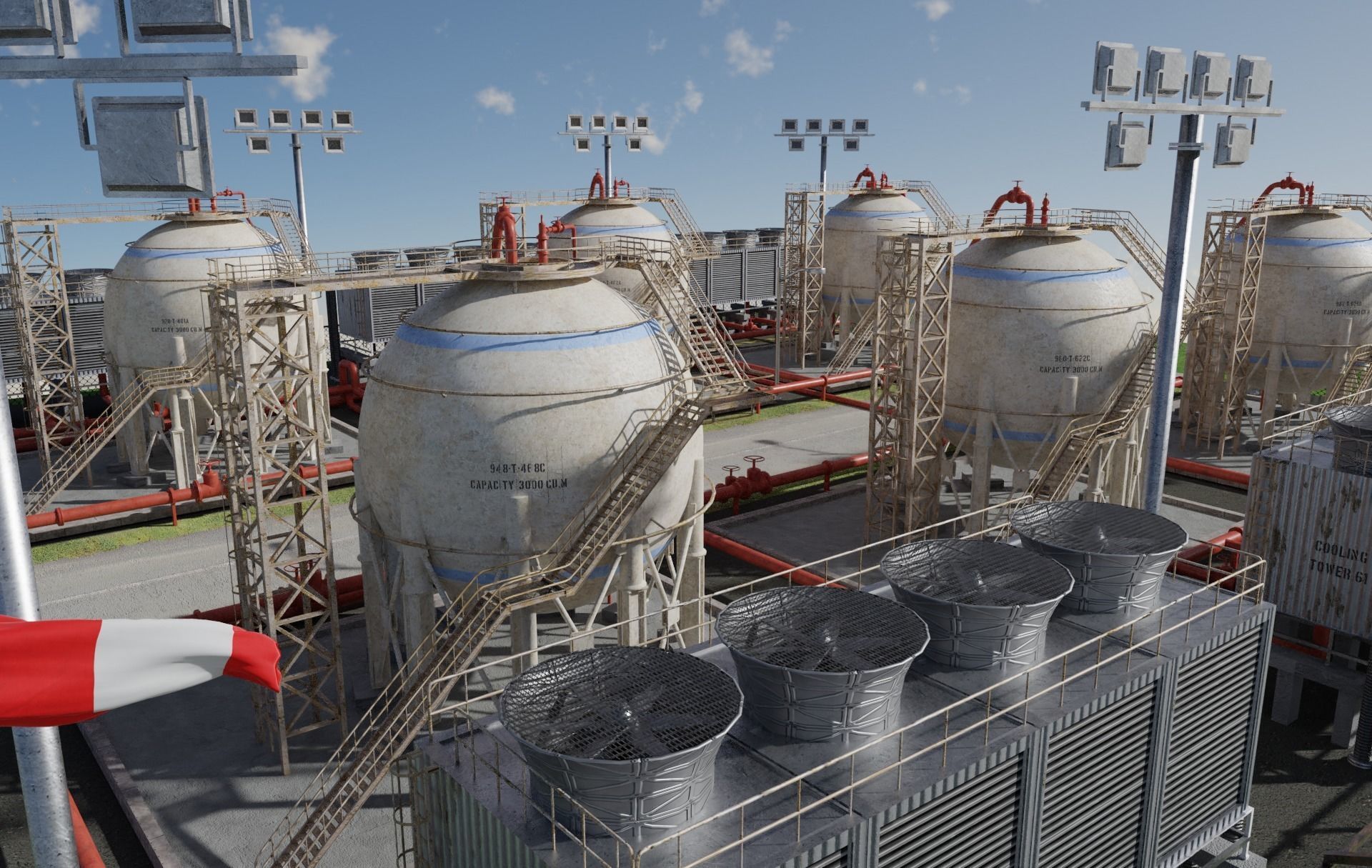 3D model Petroleum Refinery Storage Tanks VR / AR / low-poly | CGTrader