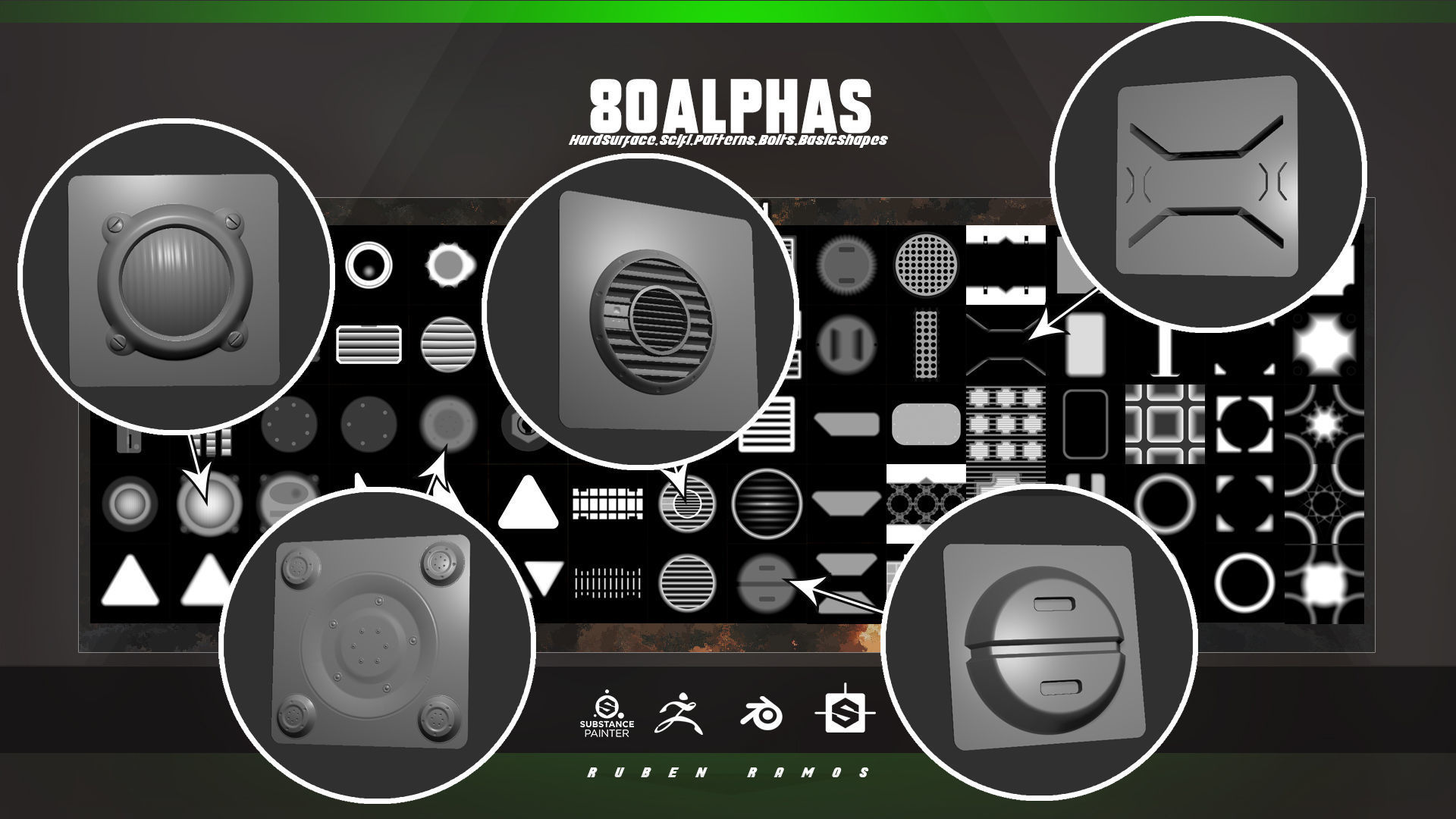 80 HARDSURFACE ALPHAS FREE free Texture | CGTrader