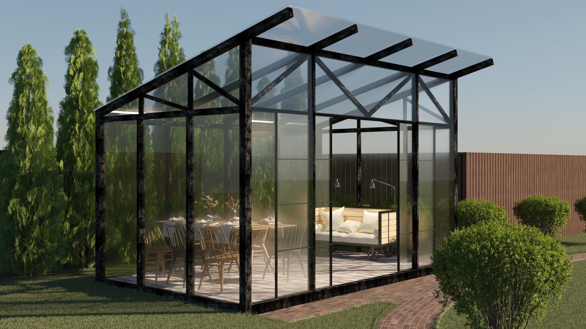 Glass pavilion 3D model | CGTrader