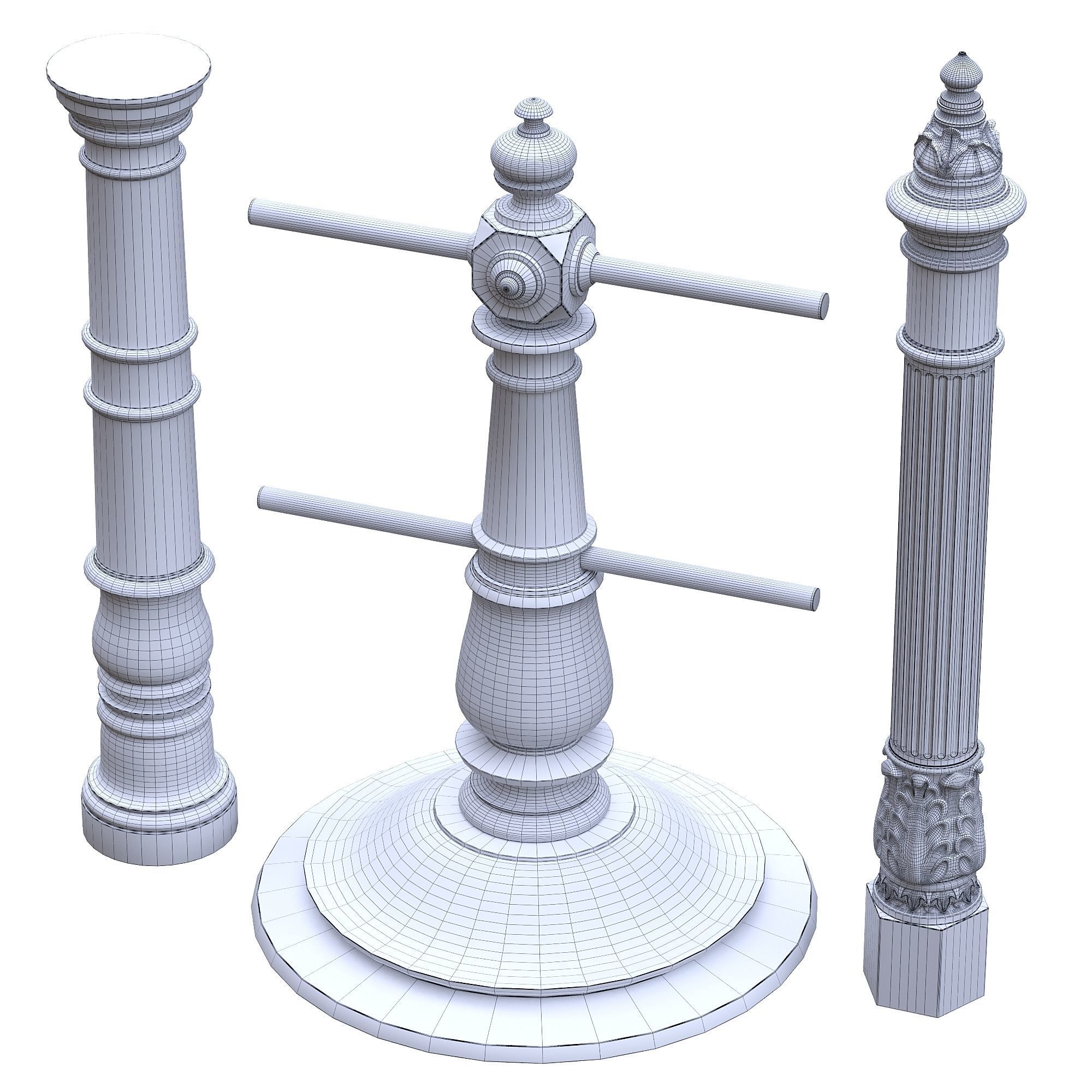 Street cast iron posts P1-2 3D model | CGTrader