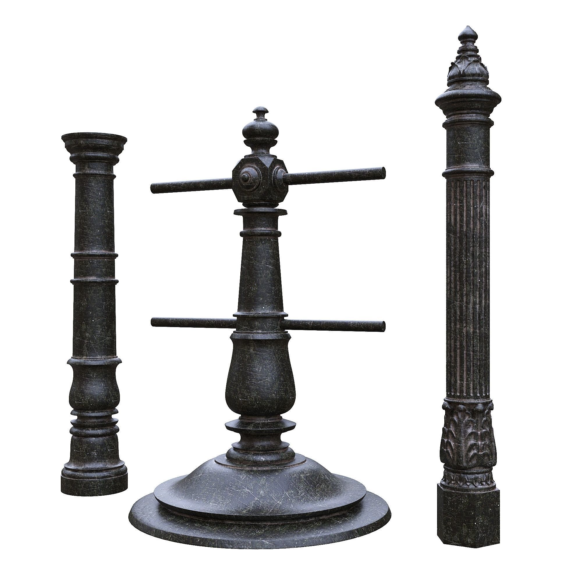 Street cast iron posts P1-2 3D model | CGTrader