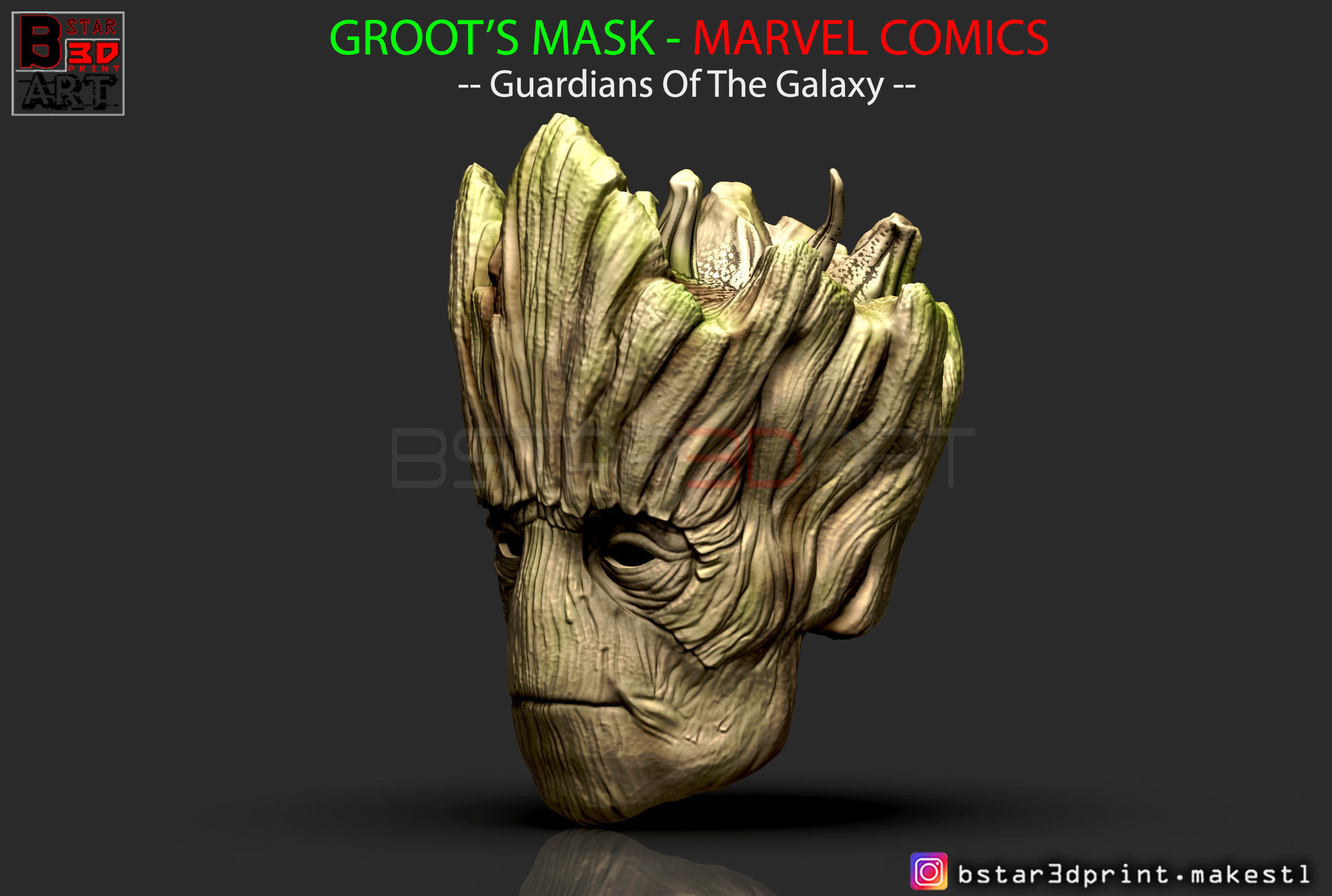 Groot mask - Guardians of the Galaxy - Marvel comics cosplay 3D model ...