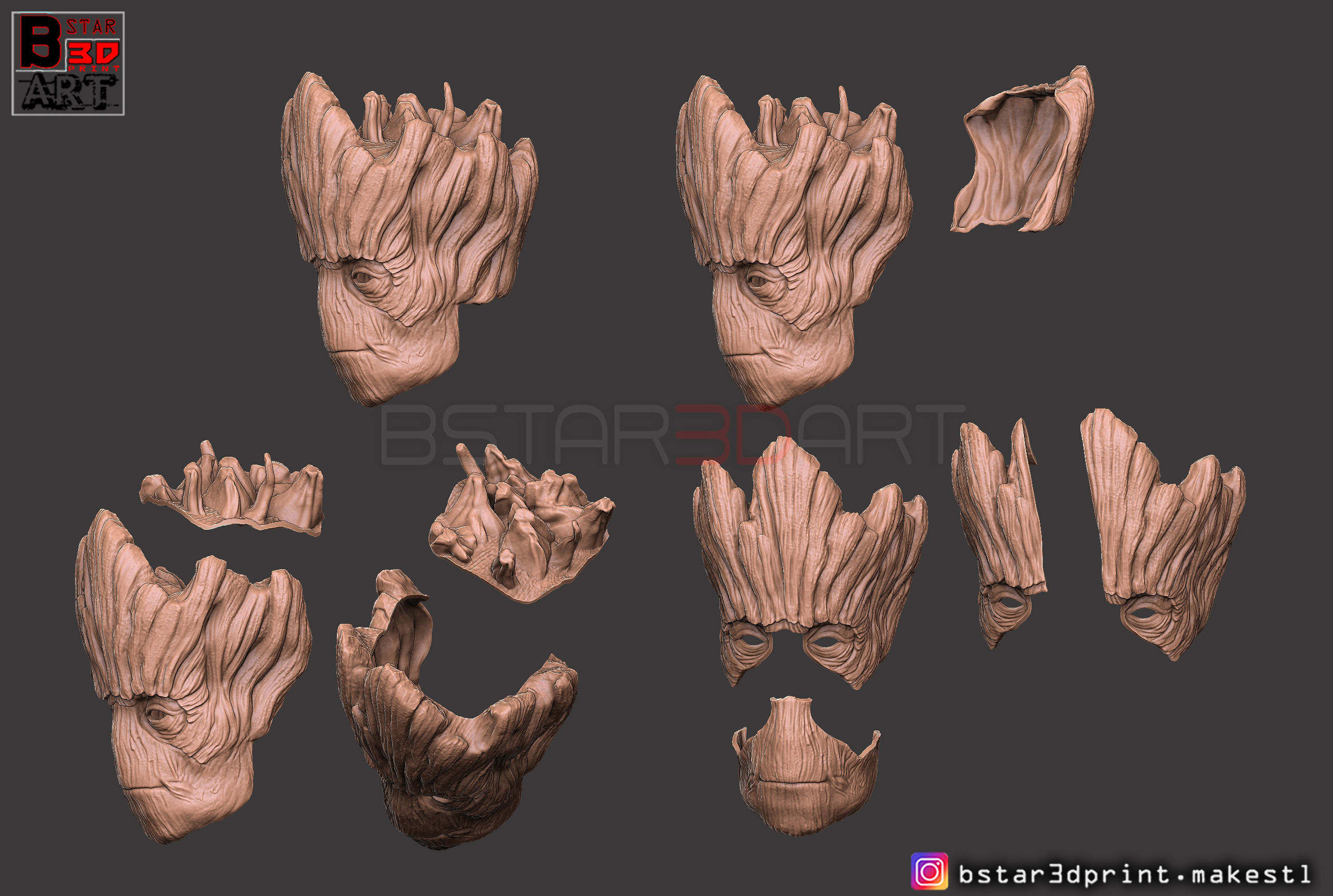 Groot mask - Guardians of the Galaxy - Marvel comics cosplay 3D model ...