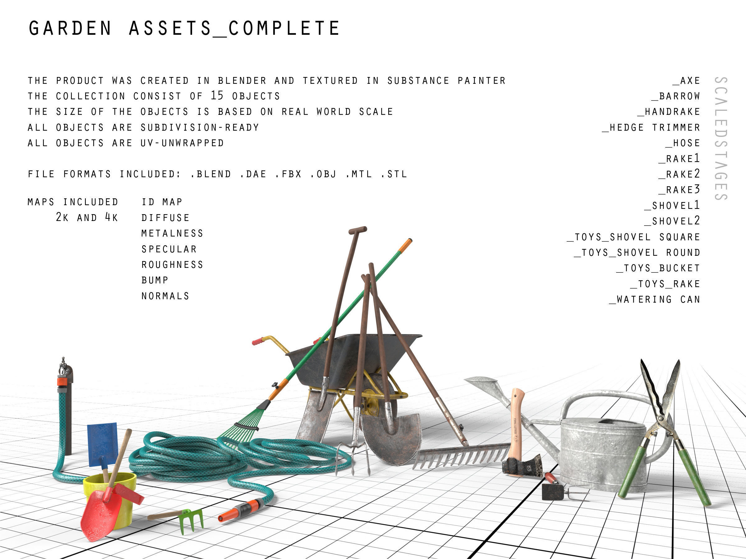 3D model garden assets VR / AR / low-poly | CGTrader