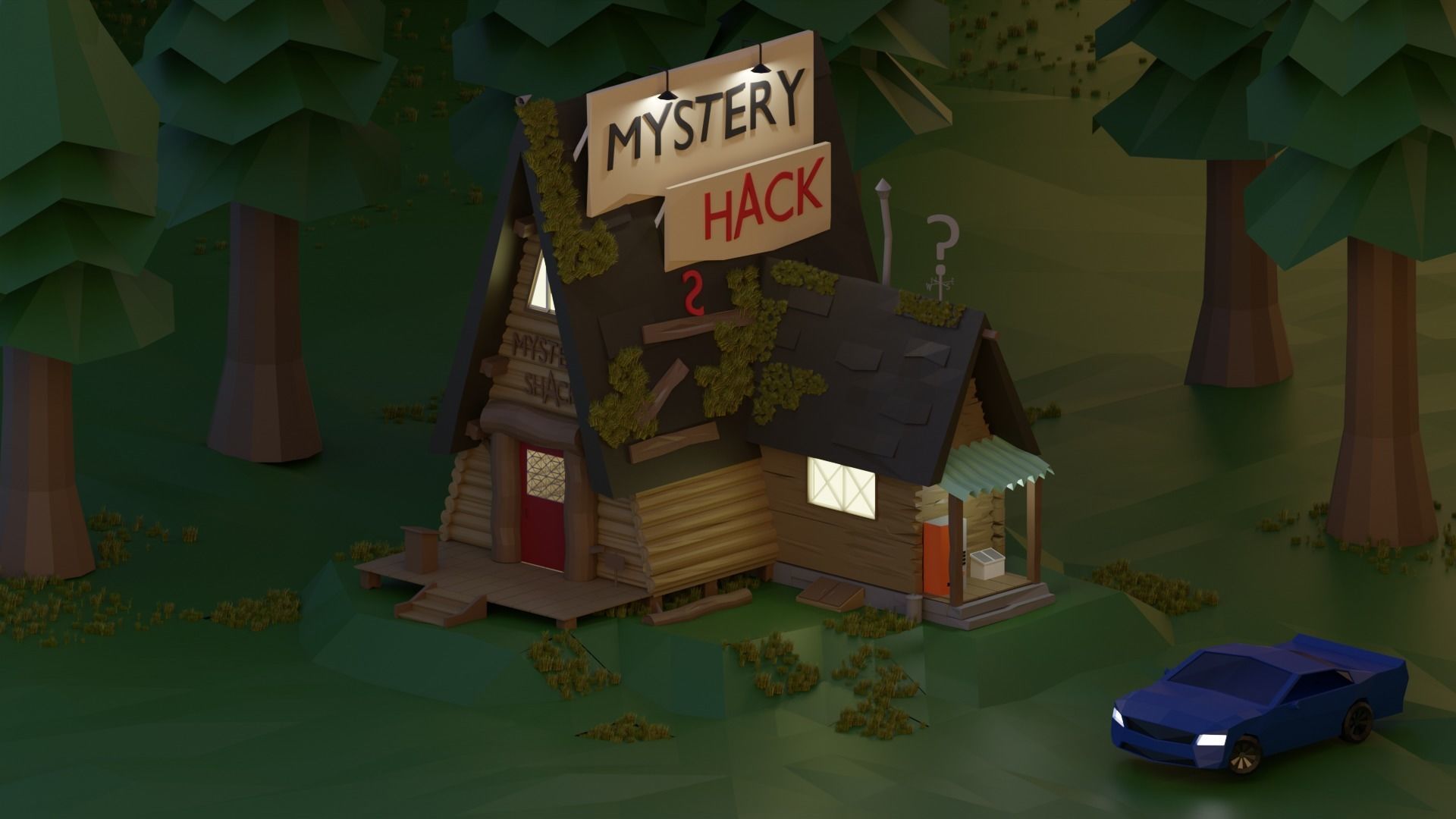 3D model Low poly mystery Shack and PBR materials VR / AR / low-poly ...