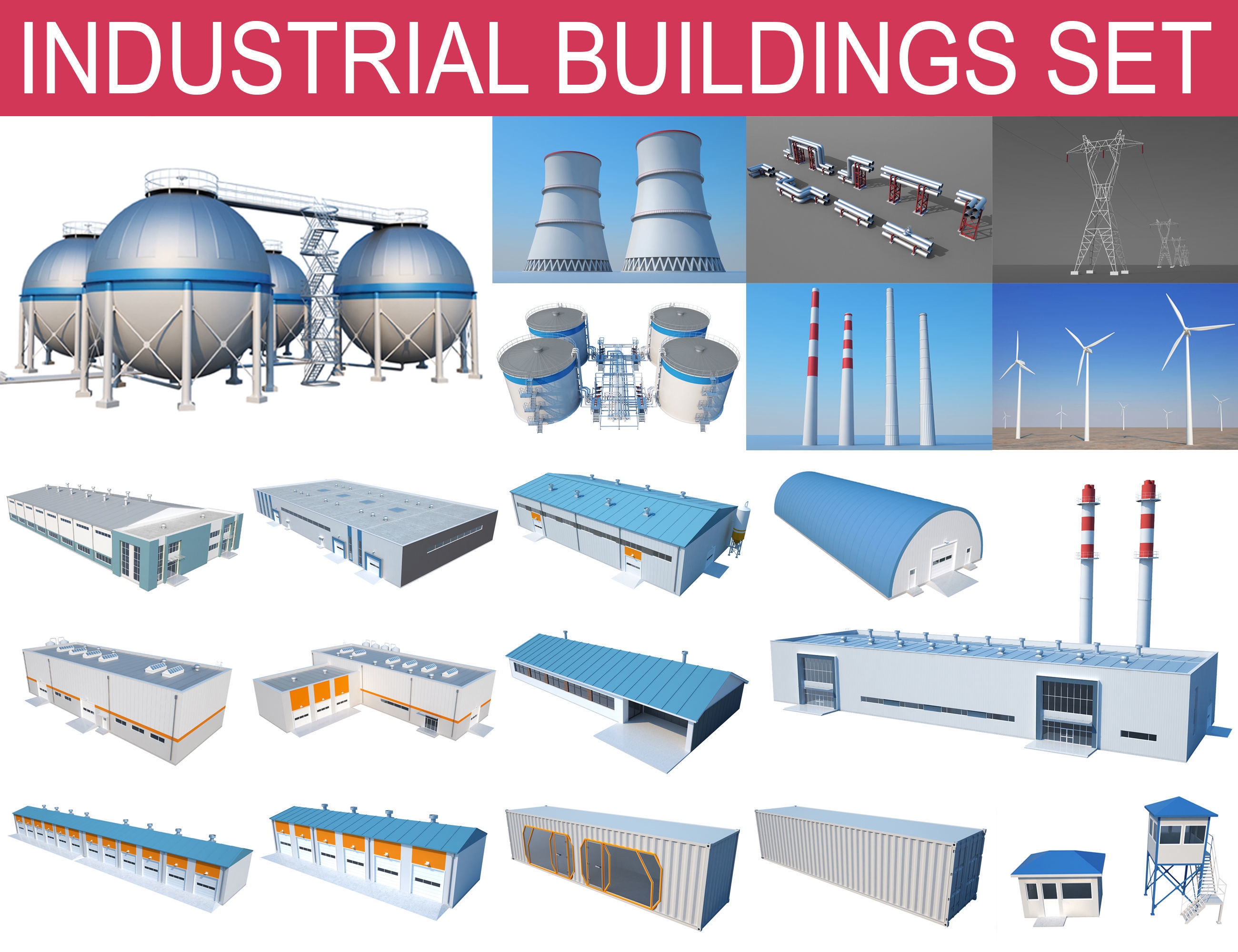 Industrial Buildings Collection 3D model | CGTrader