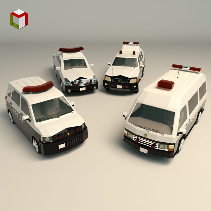 3D Model Collection Low Poly Japanese Police Pack VR / AR / low-poly ...