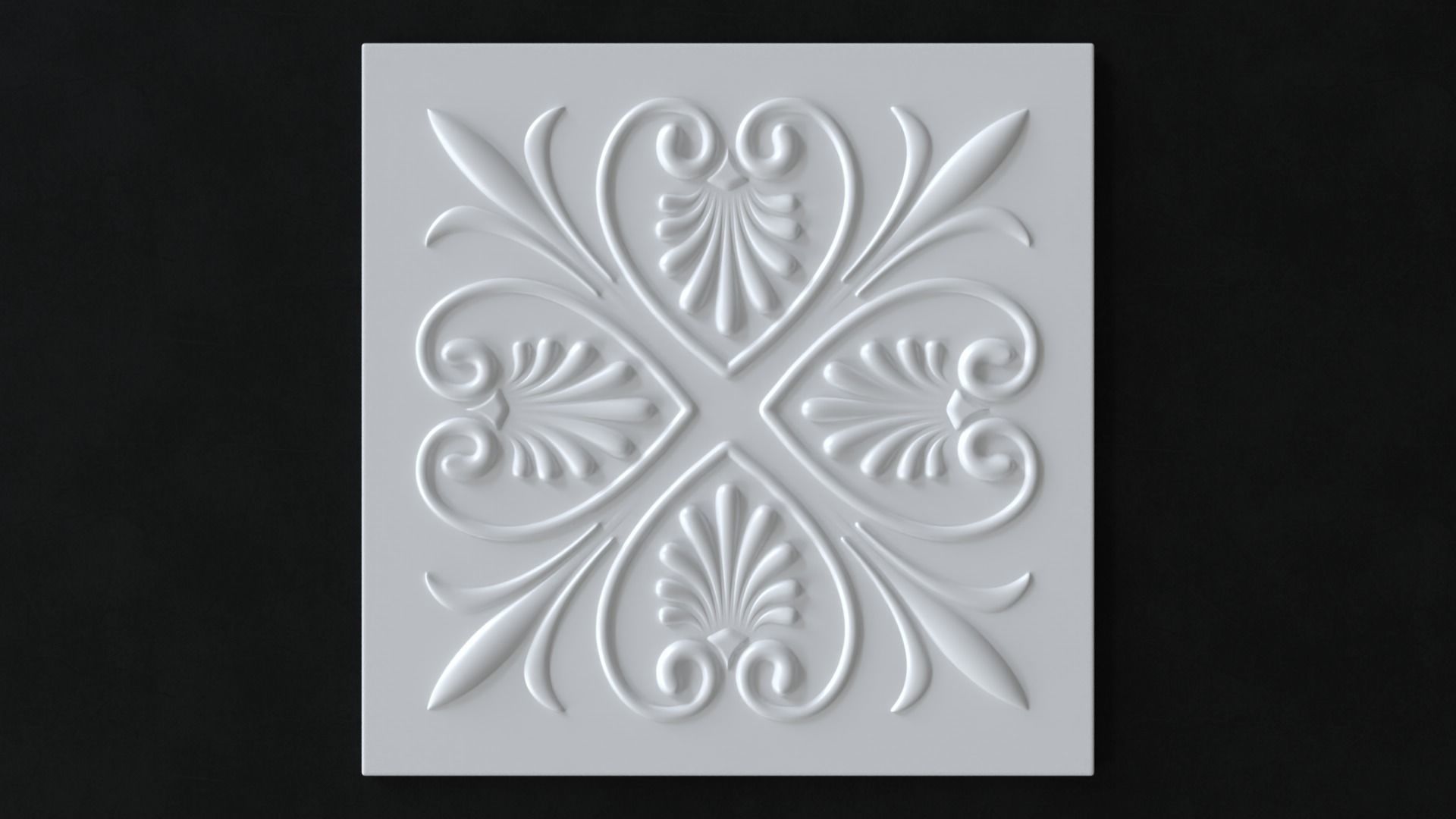 Ceiling Tiles - Greek Style Pattern 1 Palmette 1 Rounded 3D model ...