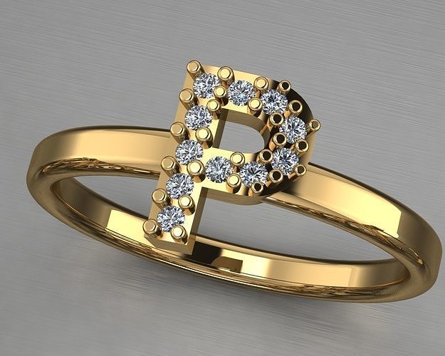 Letter P ring 3D model 3D printable | CGTrader