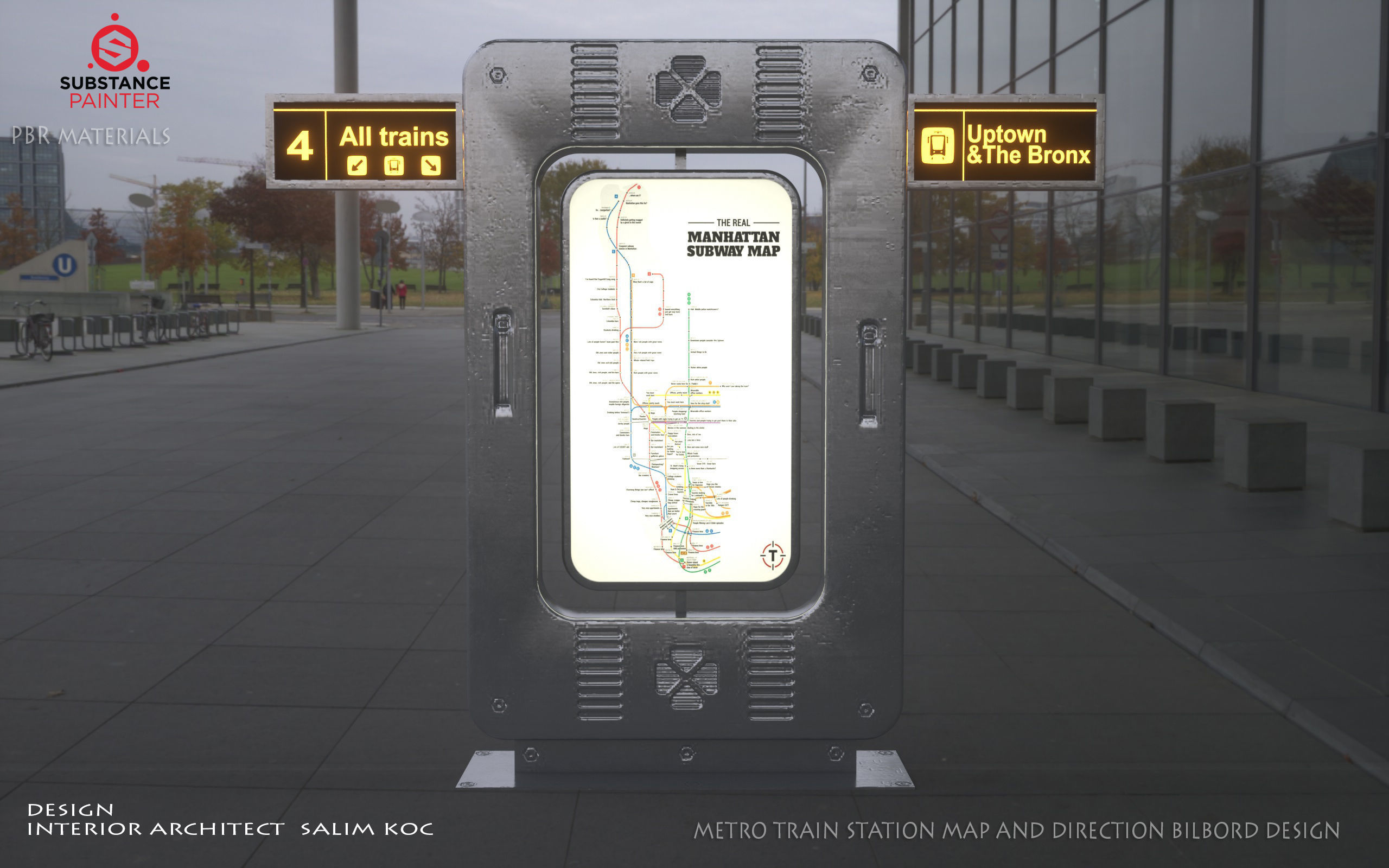 3D model Subway Train Station Map and Direction sign billboard 3D model ...