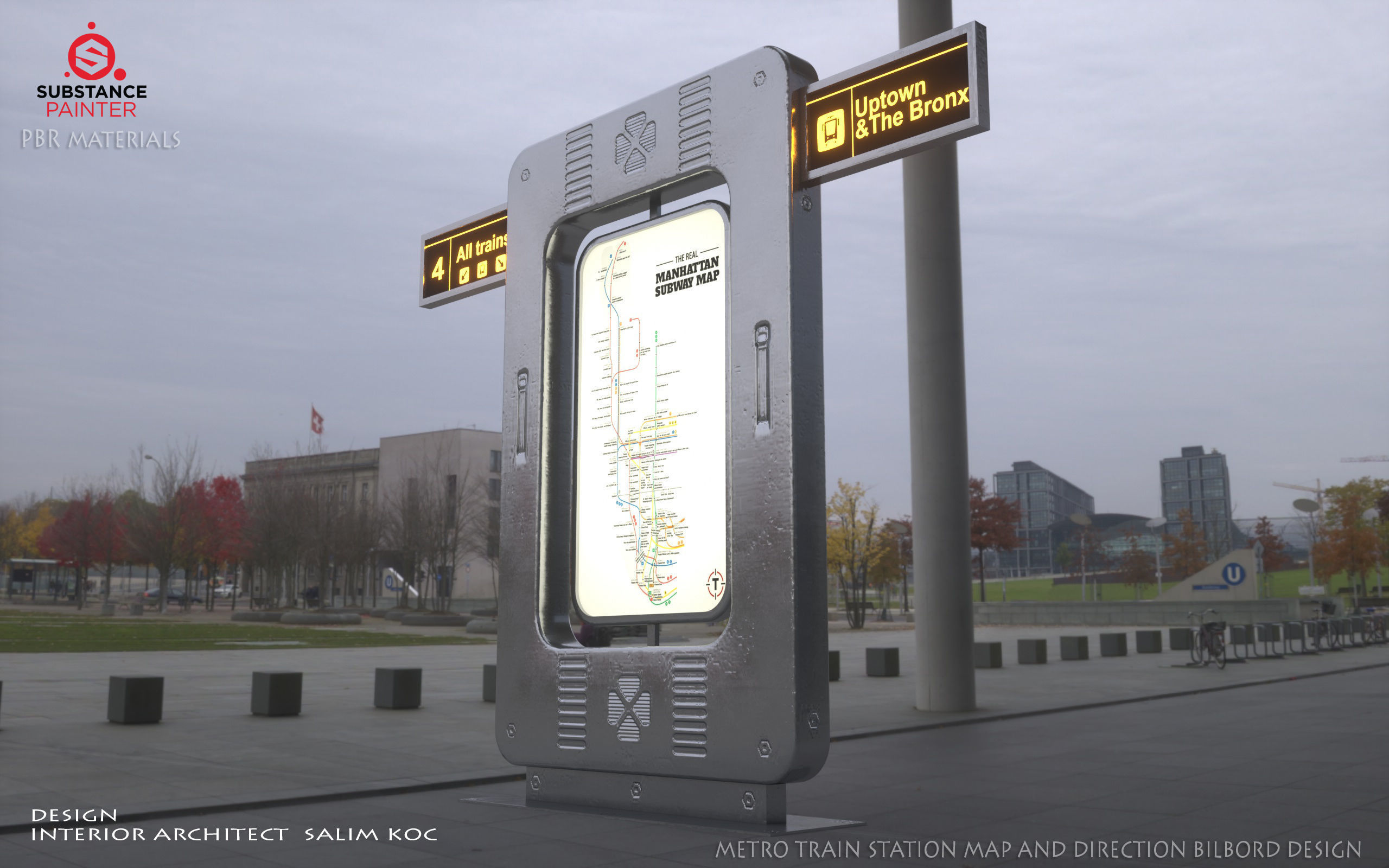 3D model Subway Train Station Map and Direction sign billboard 3D model ...