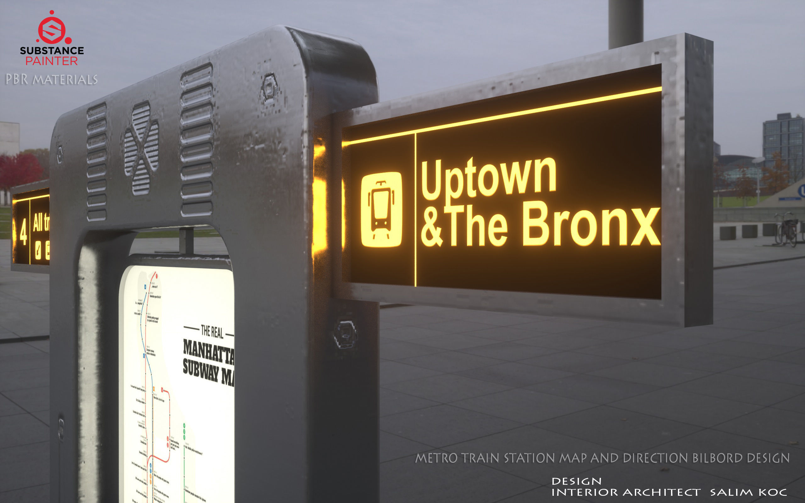 3D model Subway Train Station Map and Direction sign billboard 3D model ...