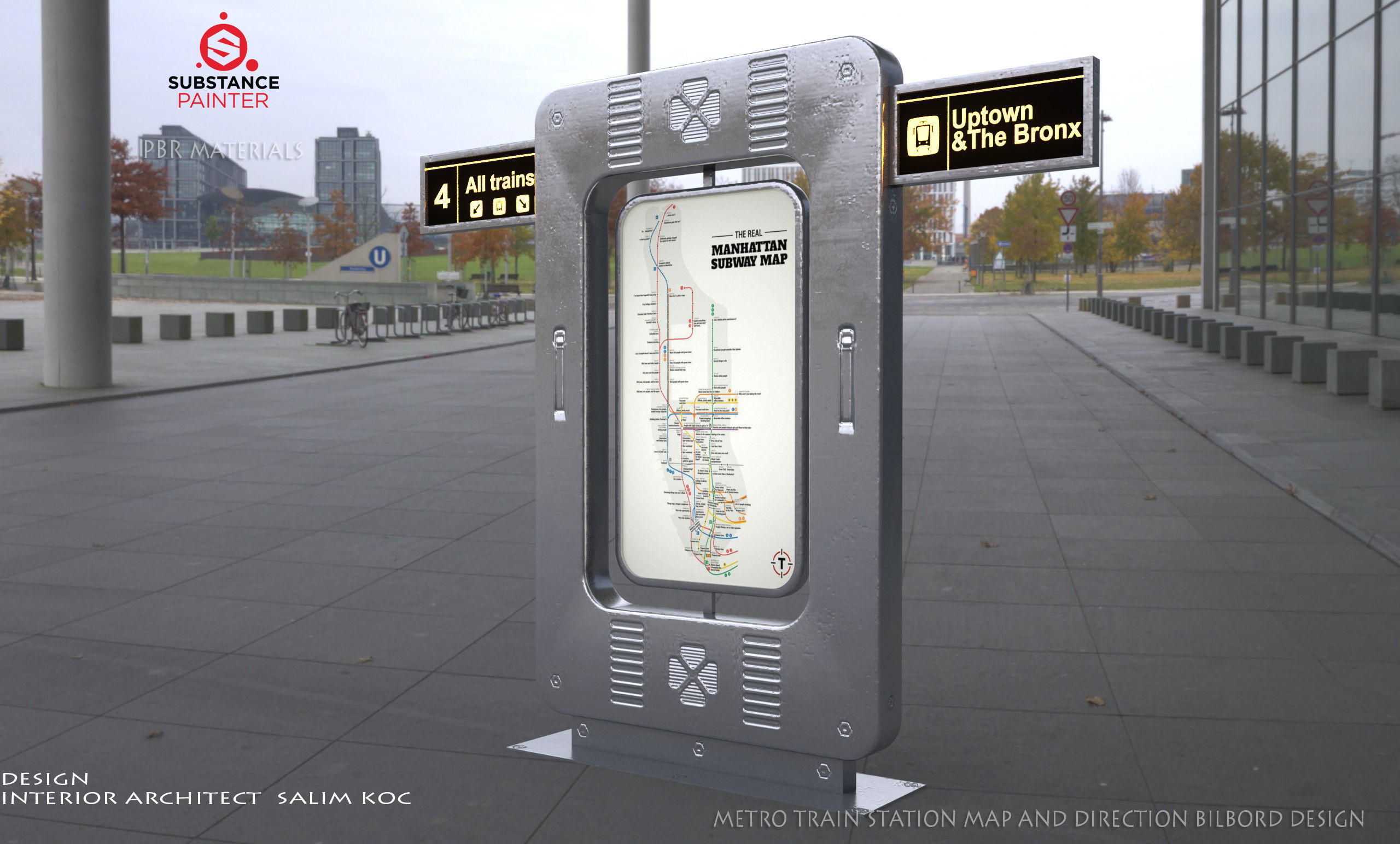 3D model Subway Train Station Map and Direction sign billboard 3D model ...