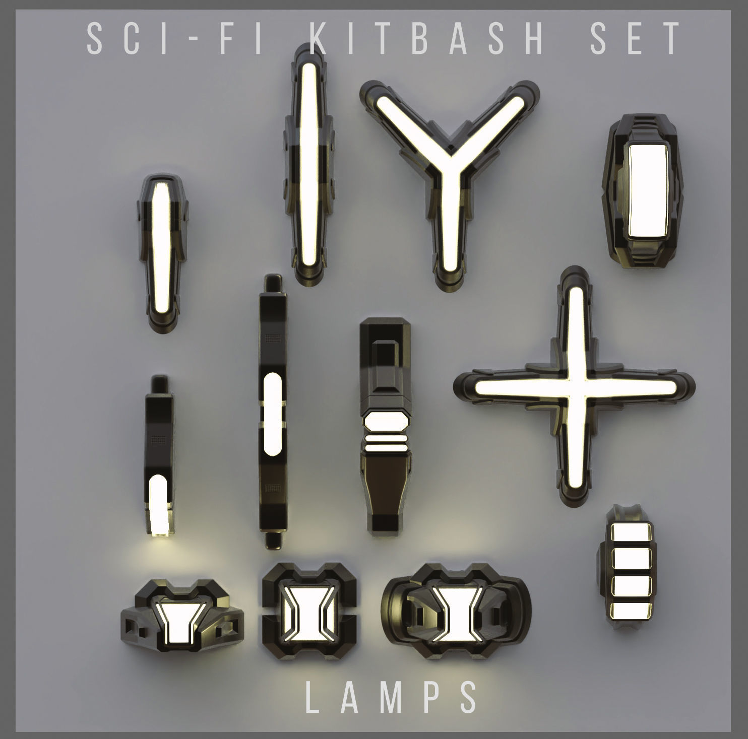 Sci-Fi Light Kitbash set 3D model | CGTrader
