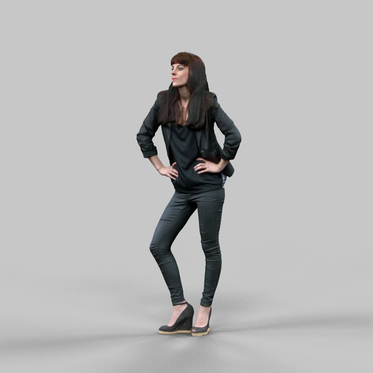 3D model Fashion girl in black outfit posing VR / AR / low-poly | CGTrader