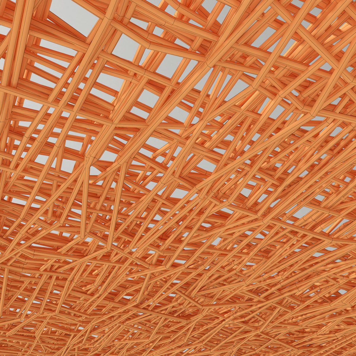 Ceiling wood thin branch beam n1 3D model | CGTrader